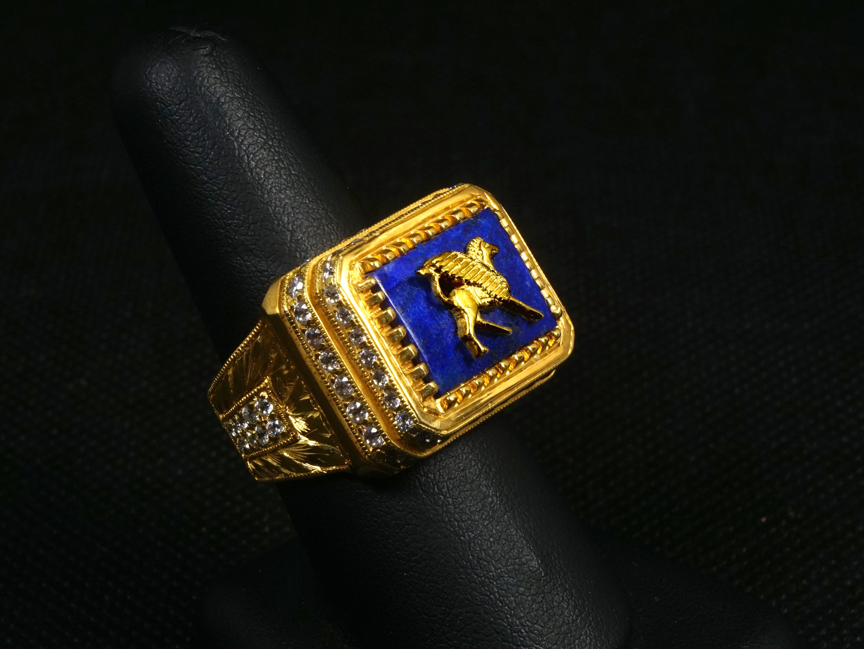 Babylon Ring Assyrian Ring Lapis Lasuli Ring Ancient Ring Big14k Gold ...
