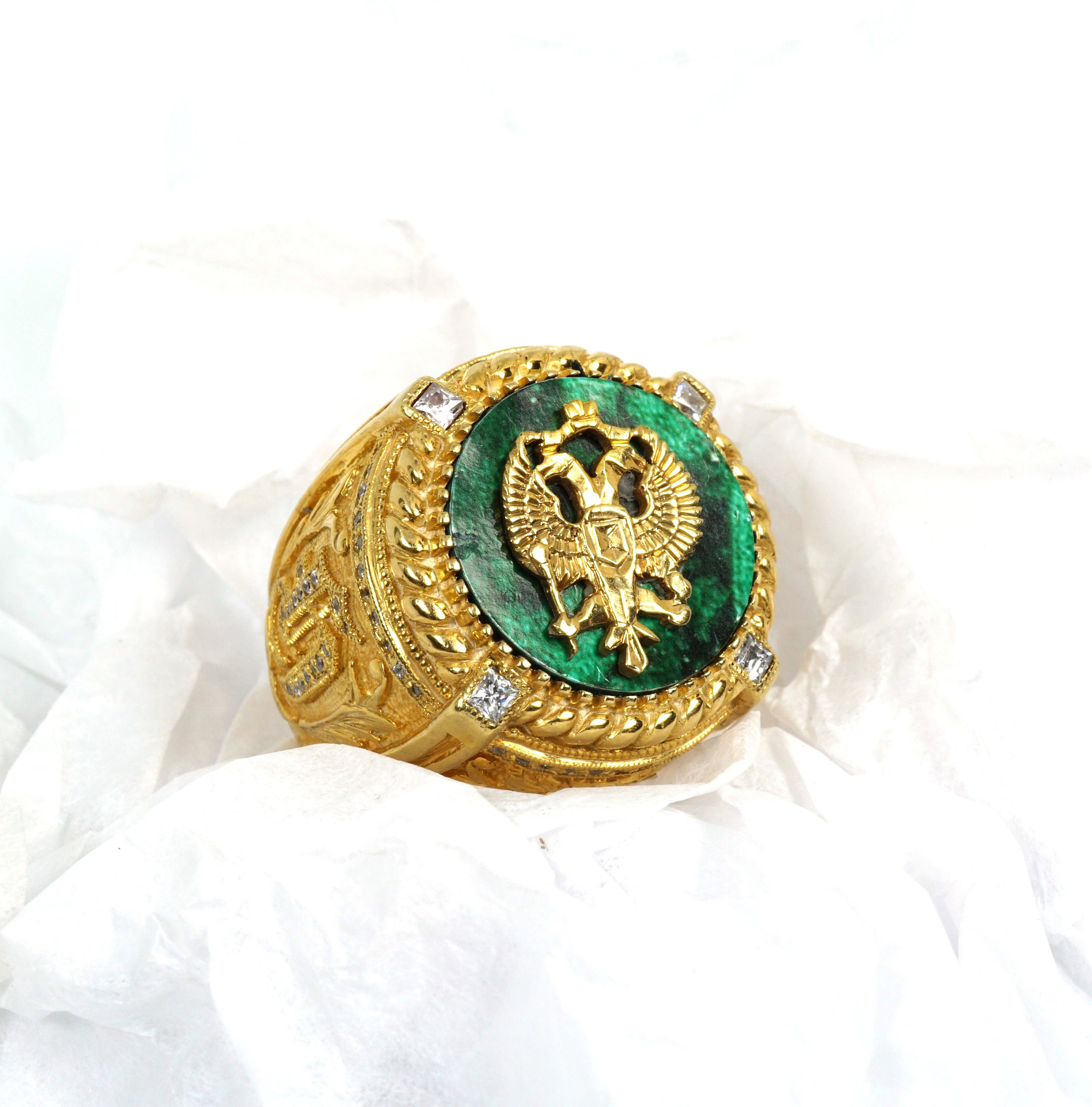 Coin Ring, Big Unisex Ring, Heavy Ring, Round Ring, 14K Gold, Diamonds ...