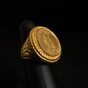 Coin Ring Big Men's Ring Heavy Ring Round Ring 14K - Etsy