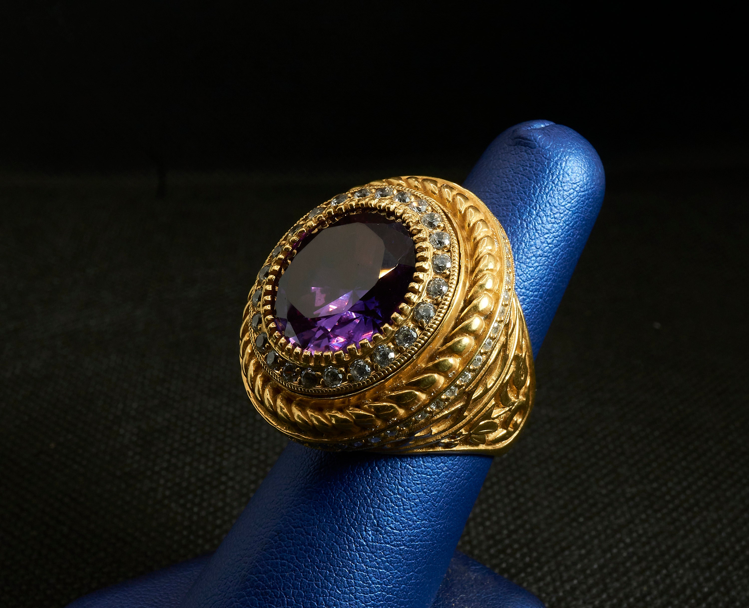 Gold-diamond Bishop Ring Round Ring Big Men's Ring - Etsy