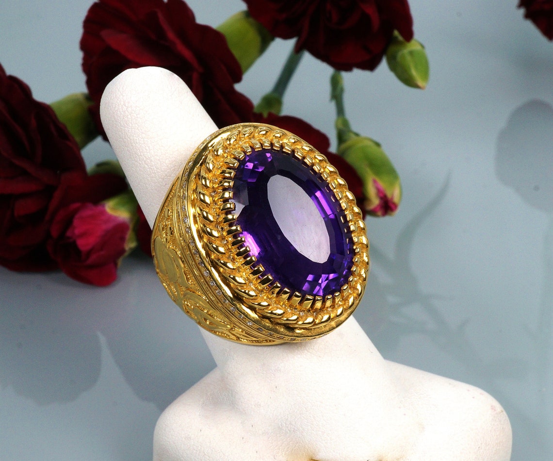 Oversize Ring Very Big Ring Large Heavy Ring Gold-diamond Bishop Ring ...