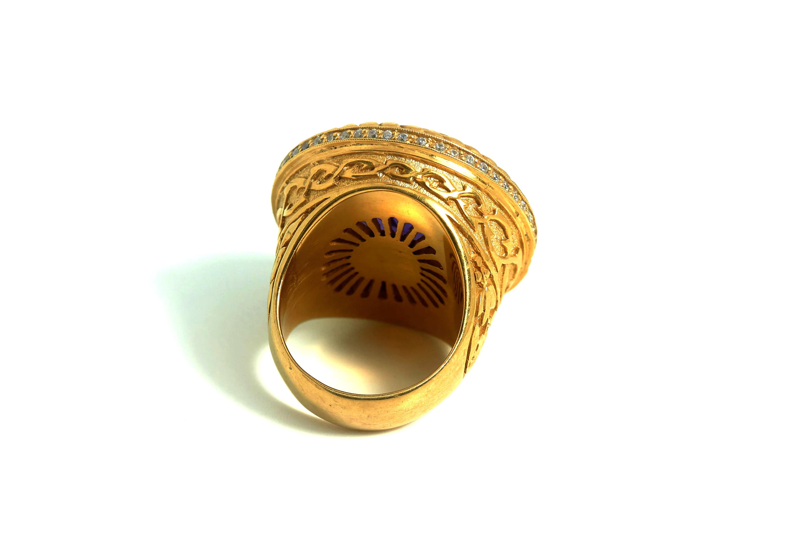 Coin Ring, Big Man's Ring, 14K Gold, Diamonds, Classic - Etsy