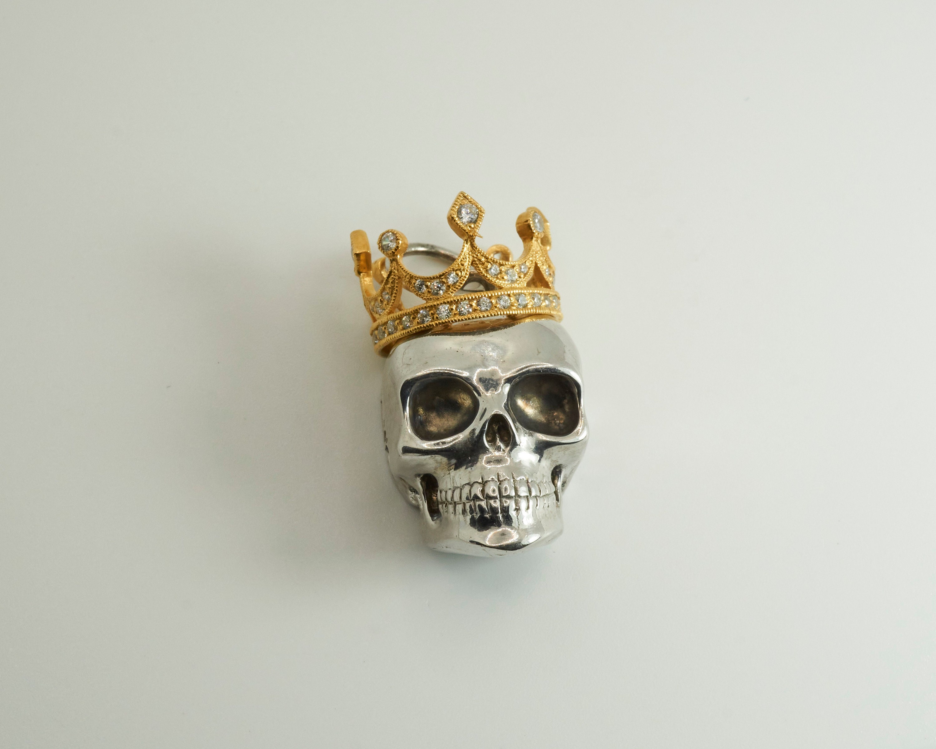 Scull and Crown, Infernal Charm, Mystique Pendant, White and Yellow ...