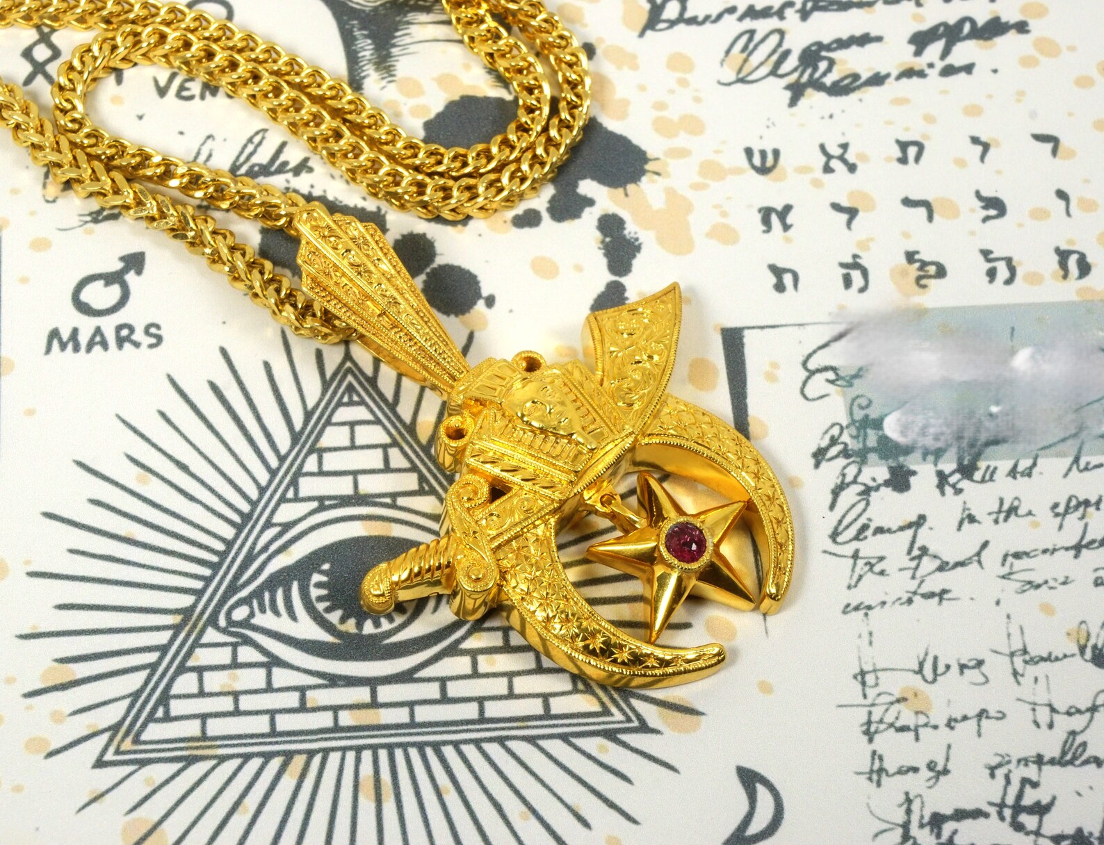 Masonic Pendant, Masonic Symbol, 14K Gold Pendant, Big, Heavy, Massive ...