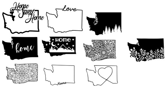 Art & Collectibles Clip Art 12 Designs Cameo Cricut Washington State ...