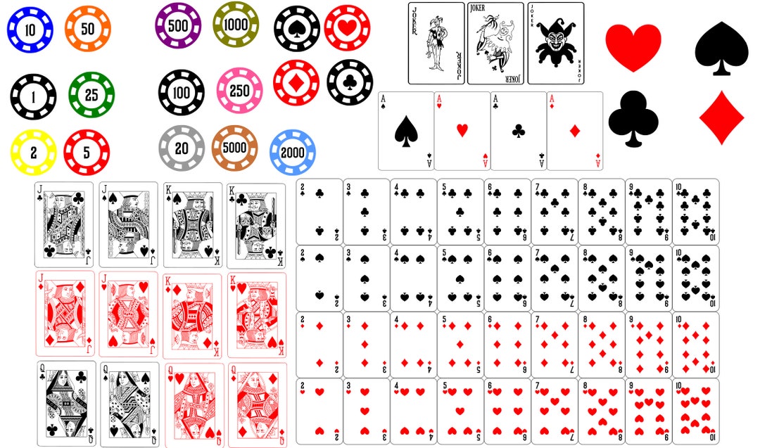 Playing Cards SVG Poker Playing Card Silhouette Cut Files Full Deck ...