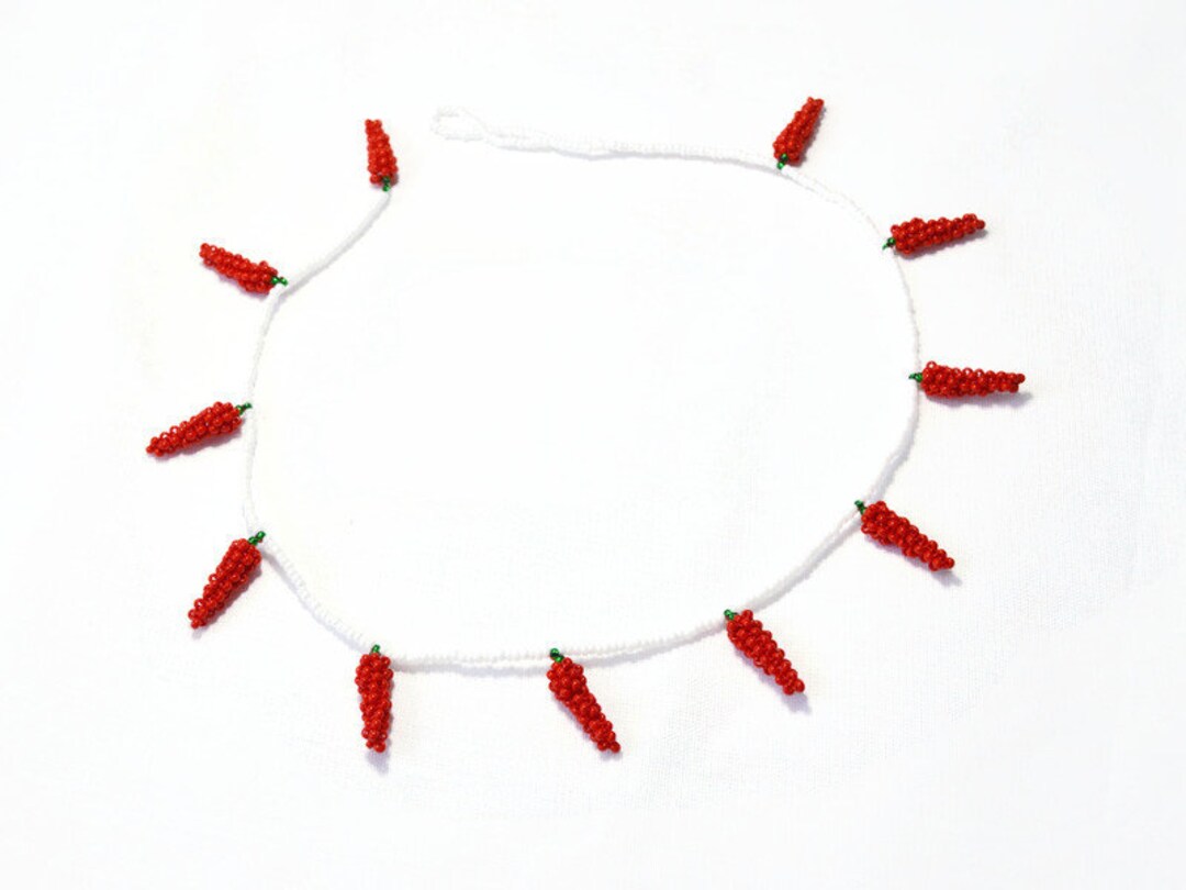 Red Chili Pepper Beaded Choker, Food Jewelry, Handmade - Etsy