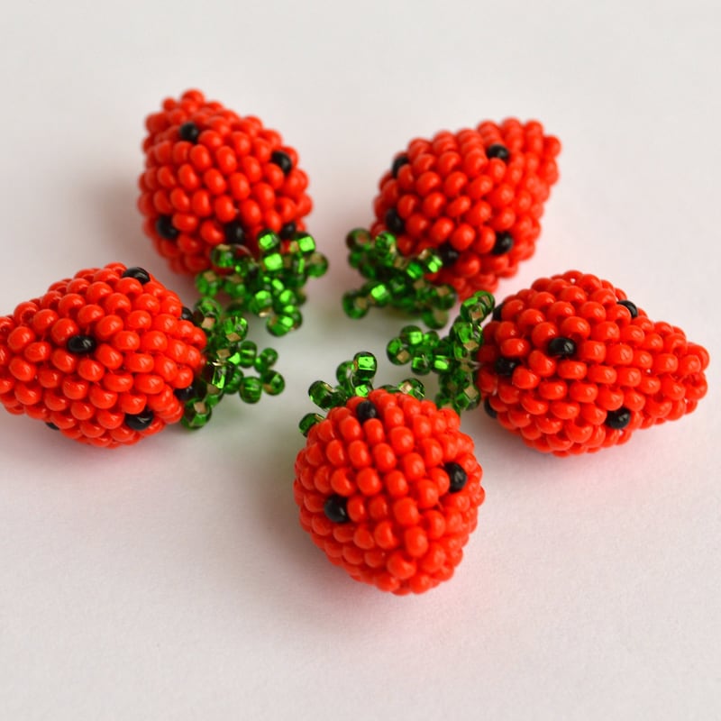 Strawberry Beads - Etsy