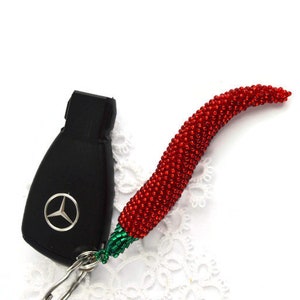 Beaded Chili Pepper Keychain for Women Gift/ Car Accessories for Womens ...