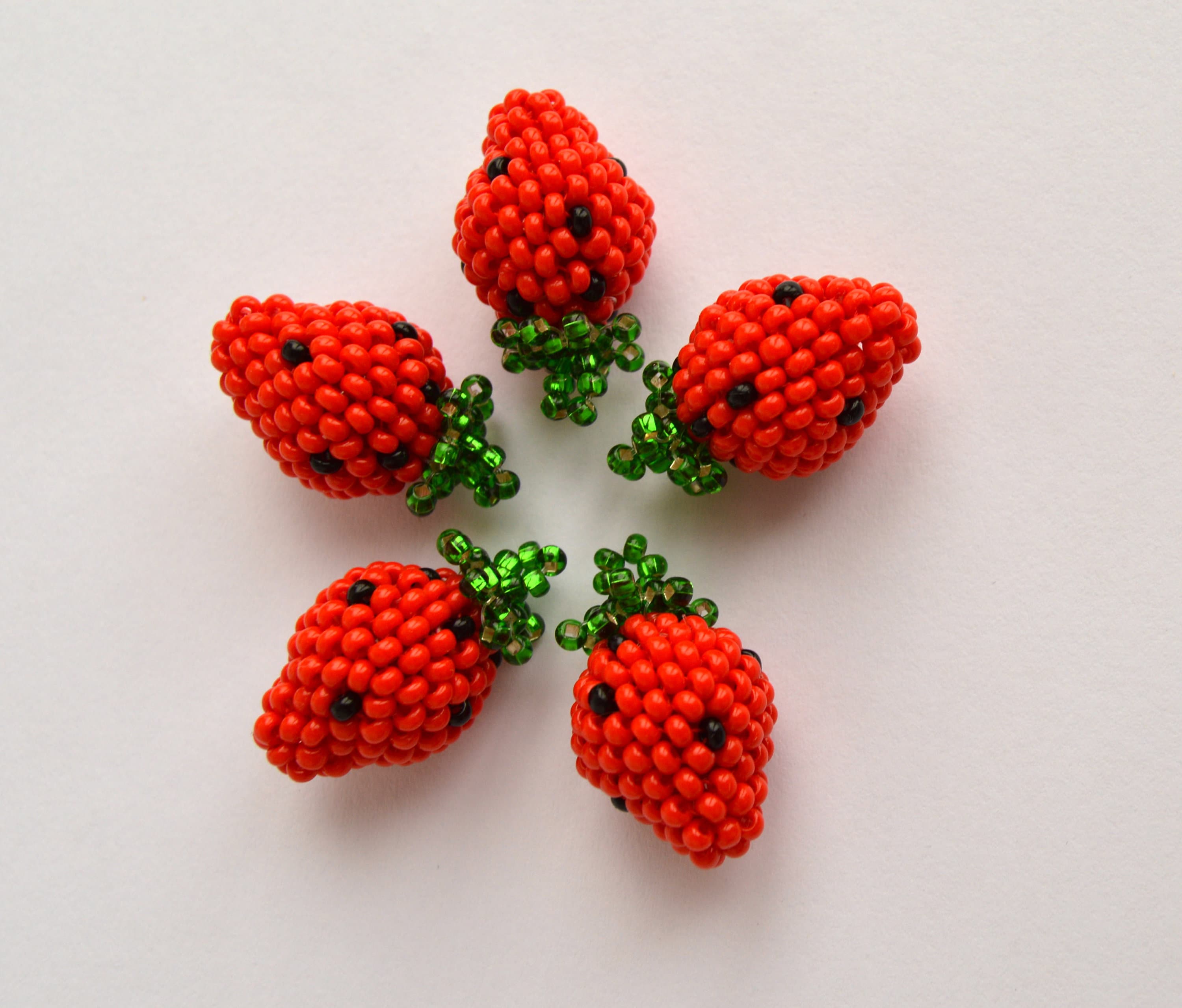 Red Strawberry Fruit Beads Charms Wholesale beads /Beaded | Etsy