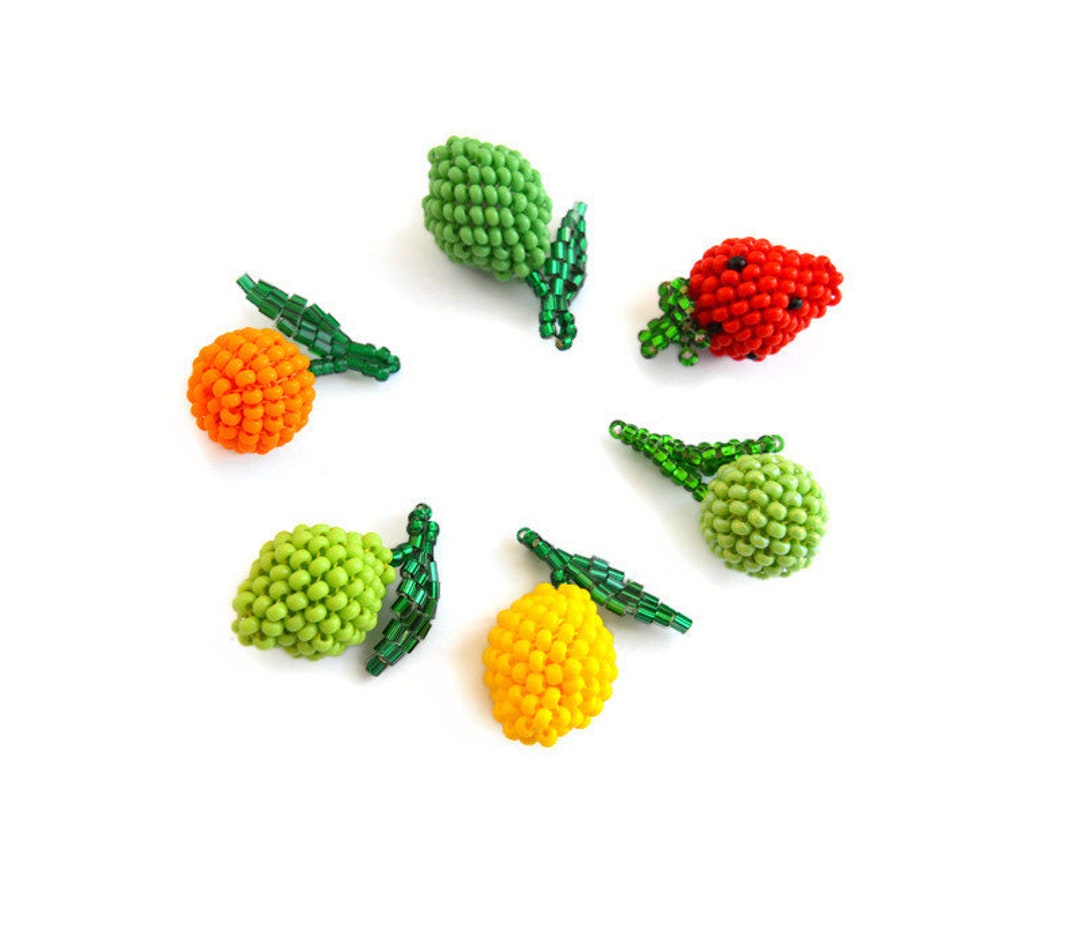 Handmade Beading Fruit Beads Lemon, Lime, Strawberry, Cherry, Apple - Etsy