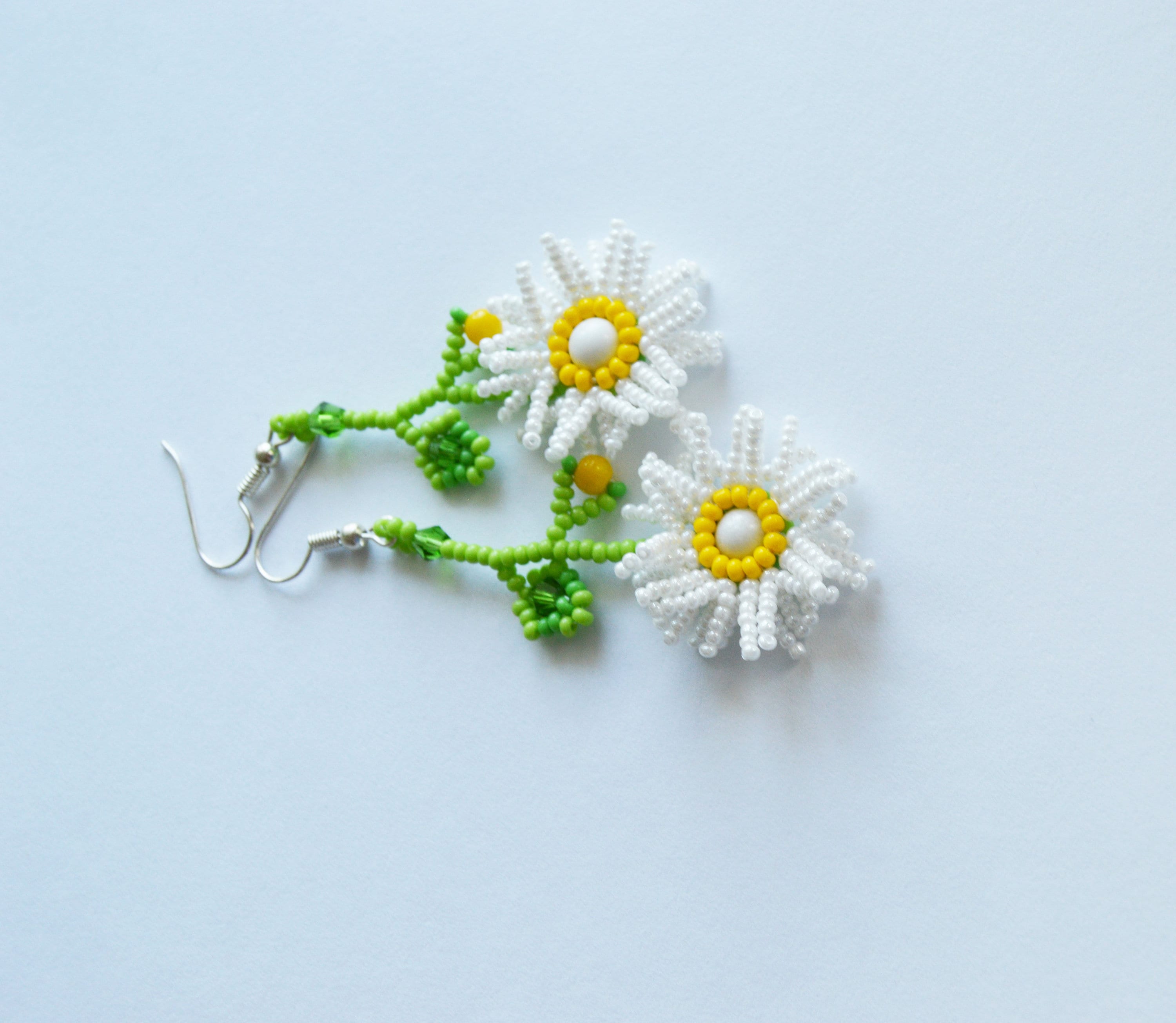 Beaded Earrings daisy Beadwork Earrings Flower Jewelry Seed | Etsy