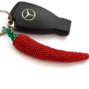 Beaded Chili Pepper Keychain for Women Gift/ Car Accessories for Womens ...