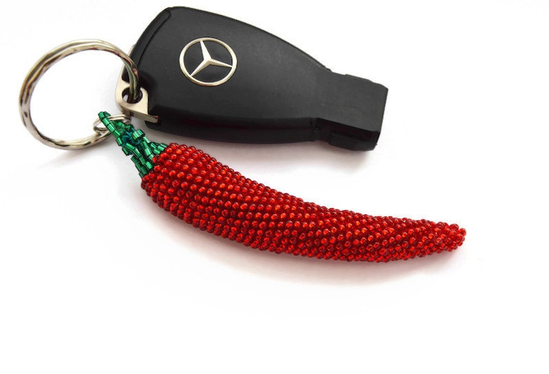 Beaded Chili Pepper Keychain for Women gift/ Car accessories | Etsy
