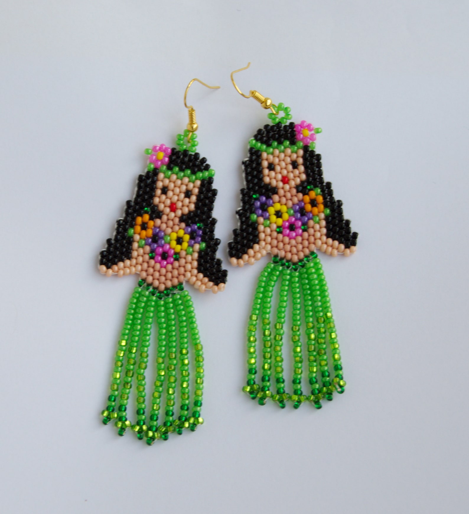 Beaded Earrings Tutorial/ Hula Girl /brick Stitch Bead Weaving Pattern ...