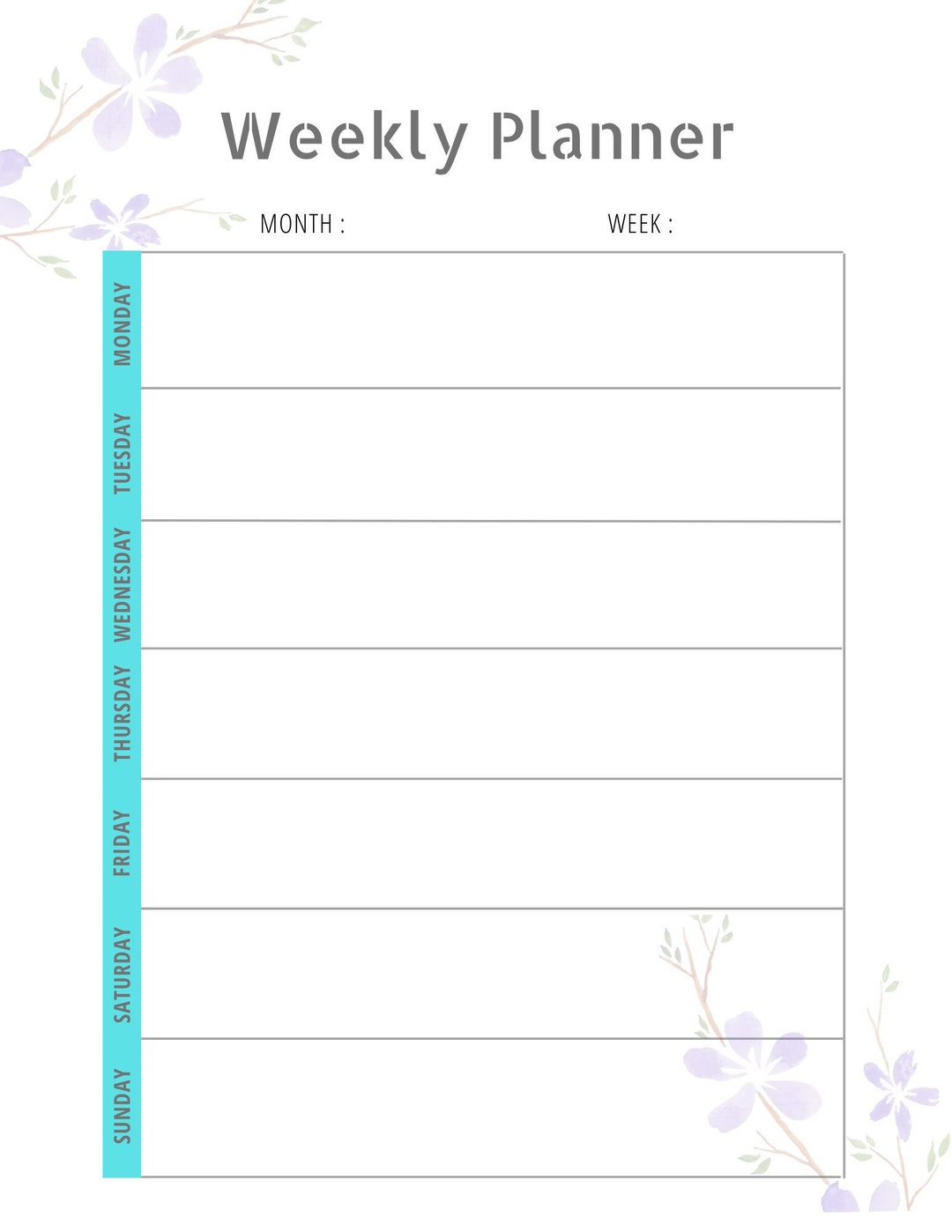 Printable Weekly Planner | Simple Weekly Planner | Streamlined | Daily ...