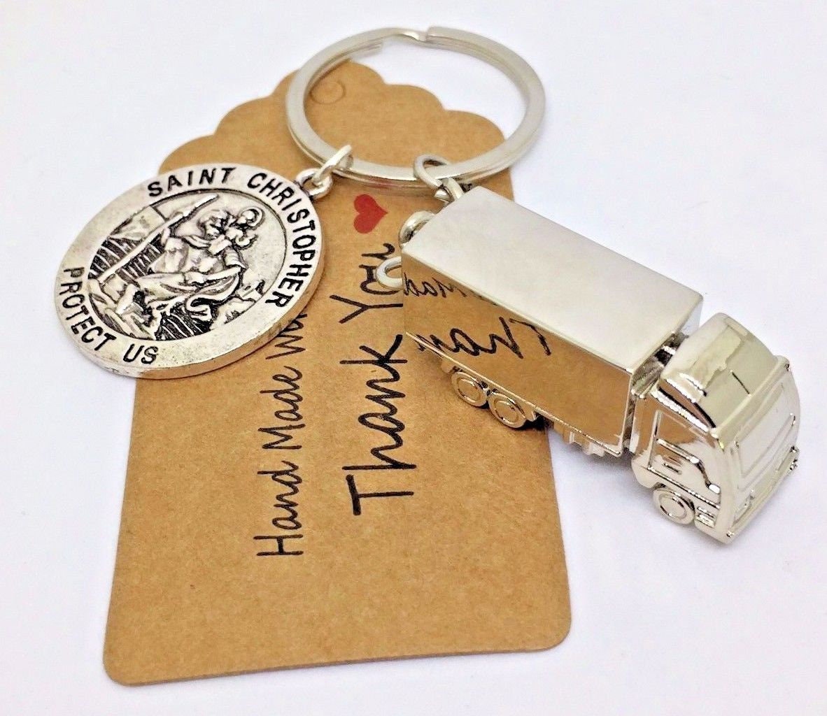St Christopher & Wagon Keyring Wagon Driver Gift Truck Driver - Etsy