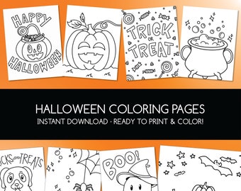 Spooky Halloween Digital Coloring Pages | Printable Set for Kids ...
