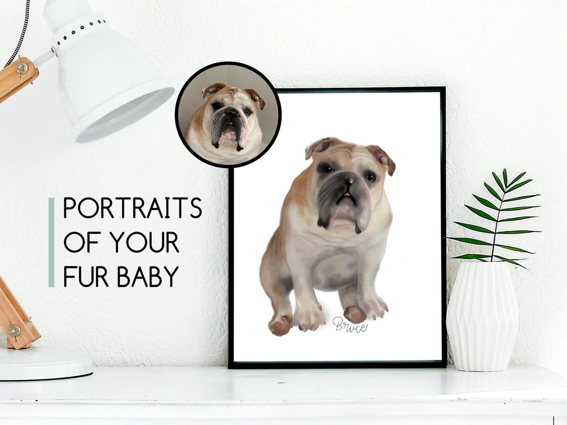 Digital Pet Portrait Custom Pet Portrait From Photo Dog Portrait Cat ...