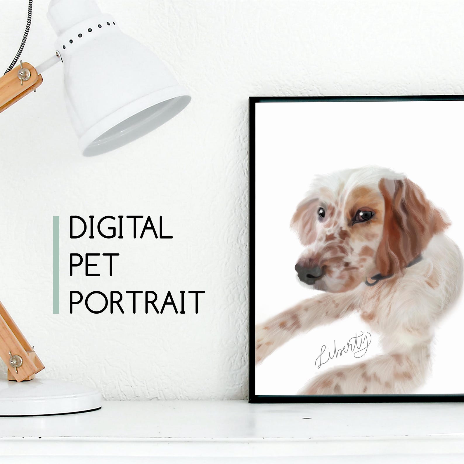 Digital Pet Portrait Custom Pet Portrait From Photo Dog Portrait Cat ...