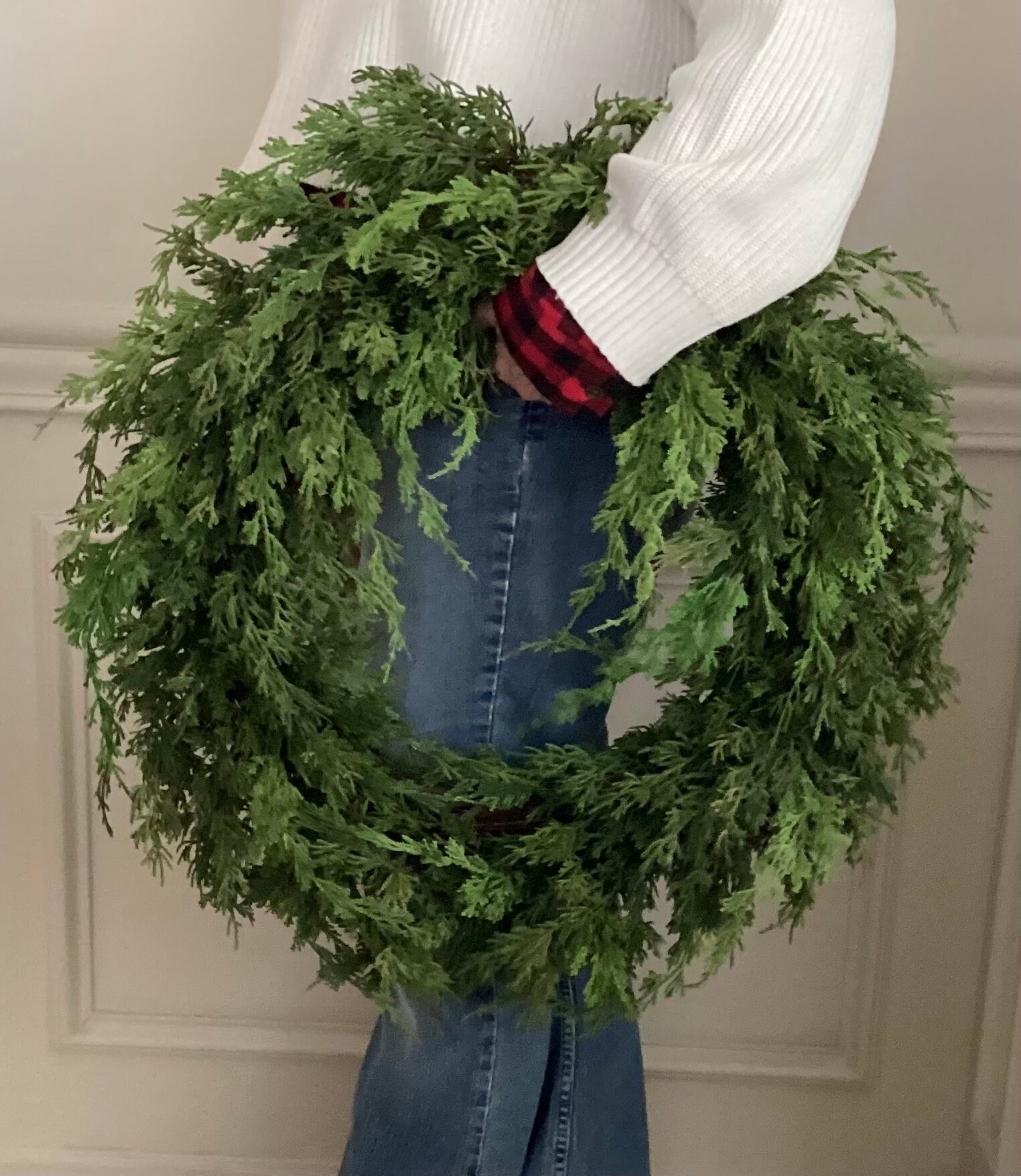 Cedar Wreath, Real Touch Cedar Wreath, Seasonal Wreath, Front Door ...