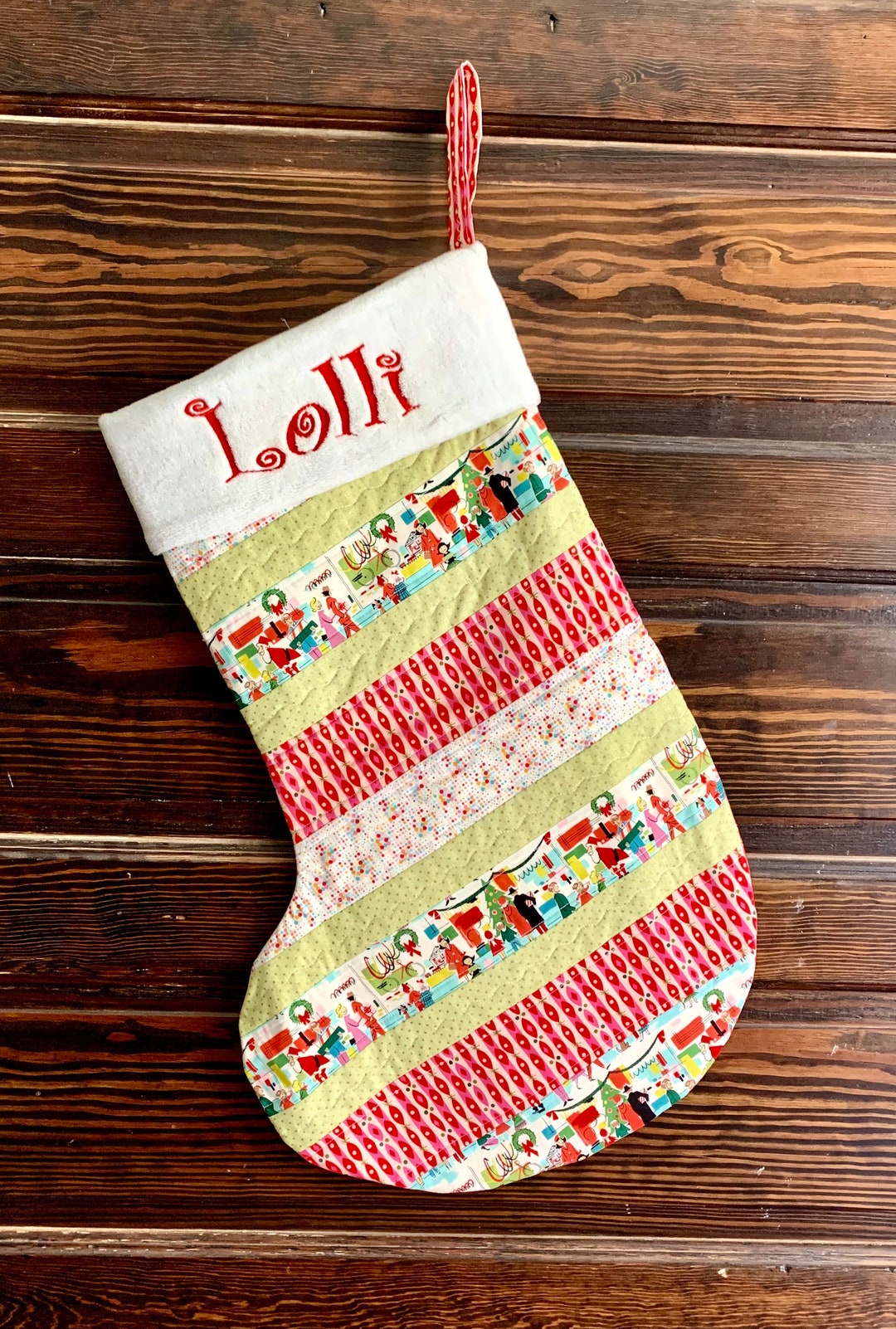 Santa Shopping Large Christmas Stocking, Children's Stocking, 28" Jumbo ...