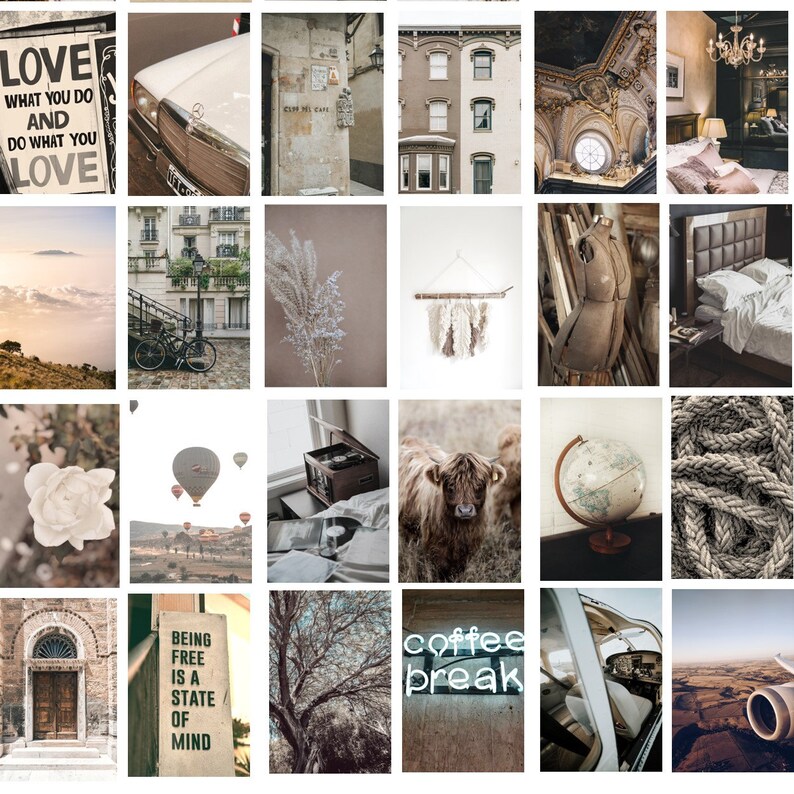 110 Beige Aesthetic Room Decor Collage Kit Chic Boho - Etsy
