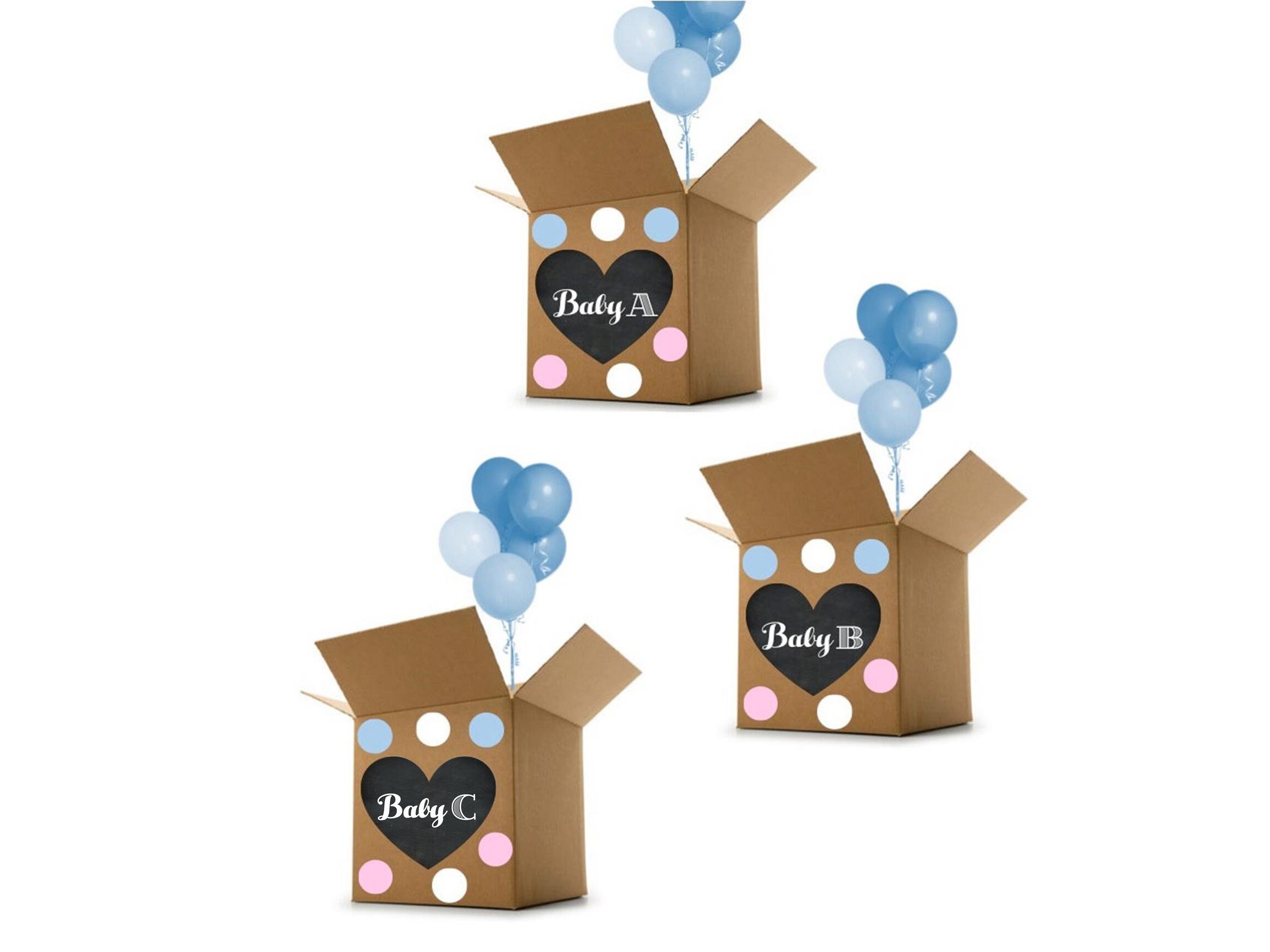 Triplets Gender Reveal Box Heart Sign Triplets Gender Reveal - Etsy