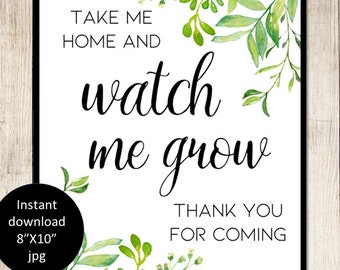 PRINTABLE Watch Me Grow Sign Please Take Your Favor - Etsy Canada