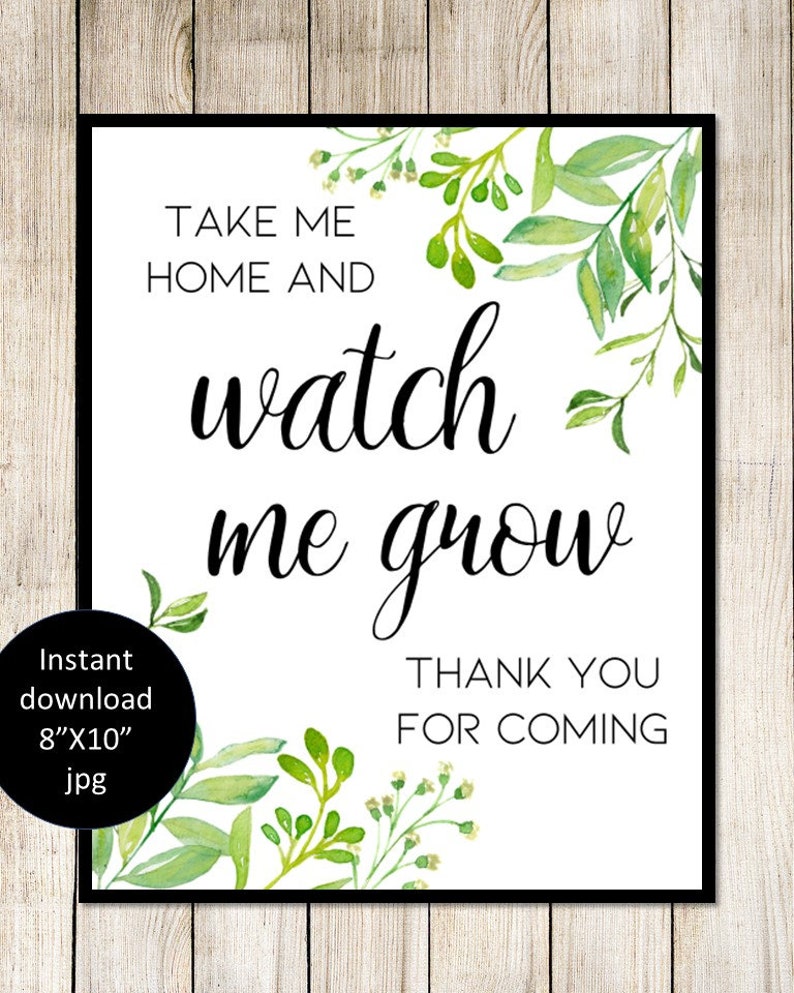 Watch Me Grow Sign for Baby Shower Favors Take Me Home and - Etsy