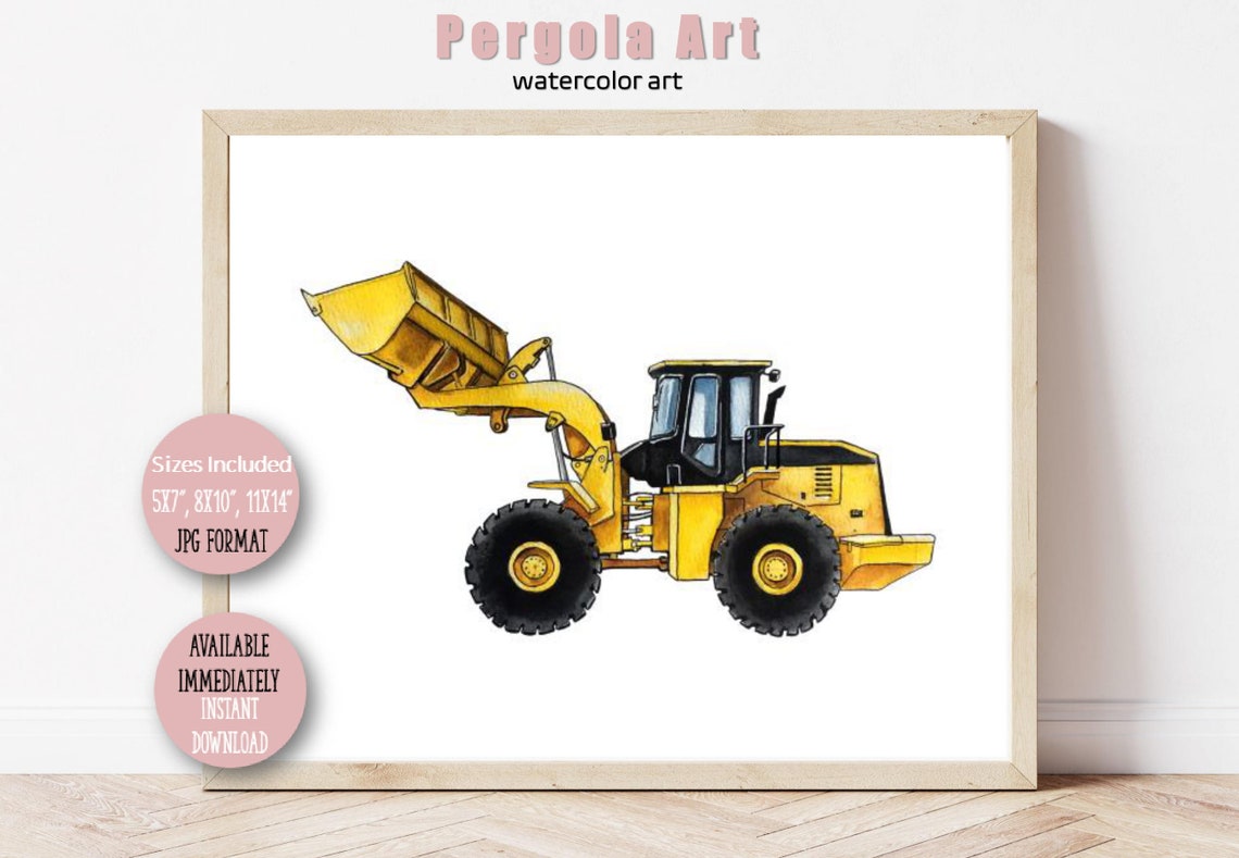 Front Loader Art Watercolor Front Loader Print Vehicle Art | Etsy