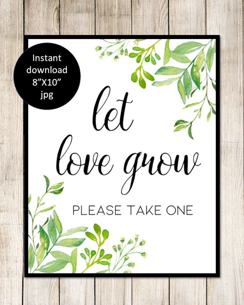 LET LOVE GROW Sign Succulent Favor Sign Succulent Let Love - Etsy