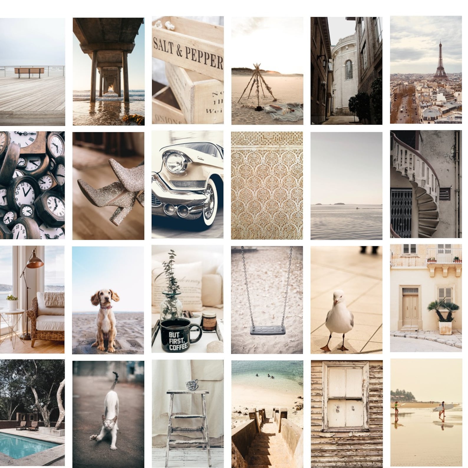 110 Beige Aesthetic Room Decor Collage Kit Chic Boho | Etsy