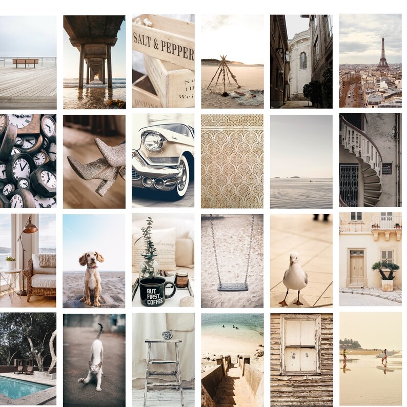 110 Beige Aesthetic Room Decor Collage Kit Chic Boho - Etsy