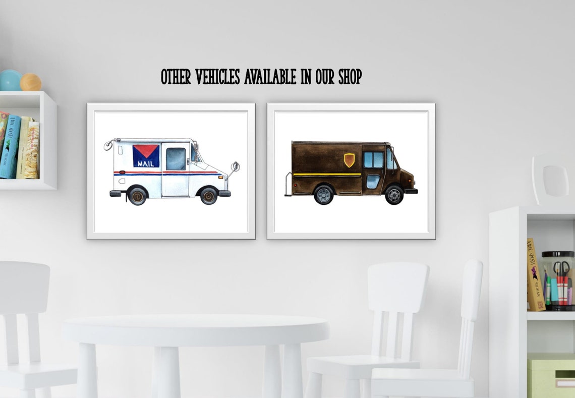 Delivery Truck Watercolor Truck Art Print Brown Truck Wall - Etsy