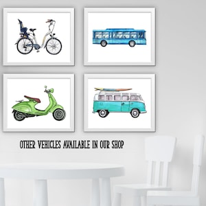 City Bus Art, Watercolor City Bus Print, Vehicle Art for Kids ...
