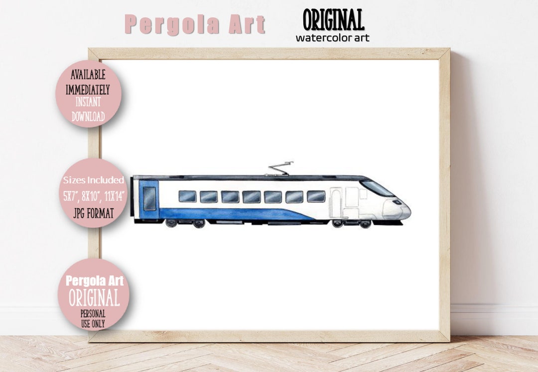Subway Train Art Watercolor Train Print, Vehicle Wall Art for Kids ...