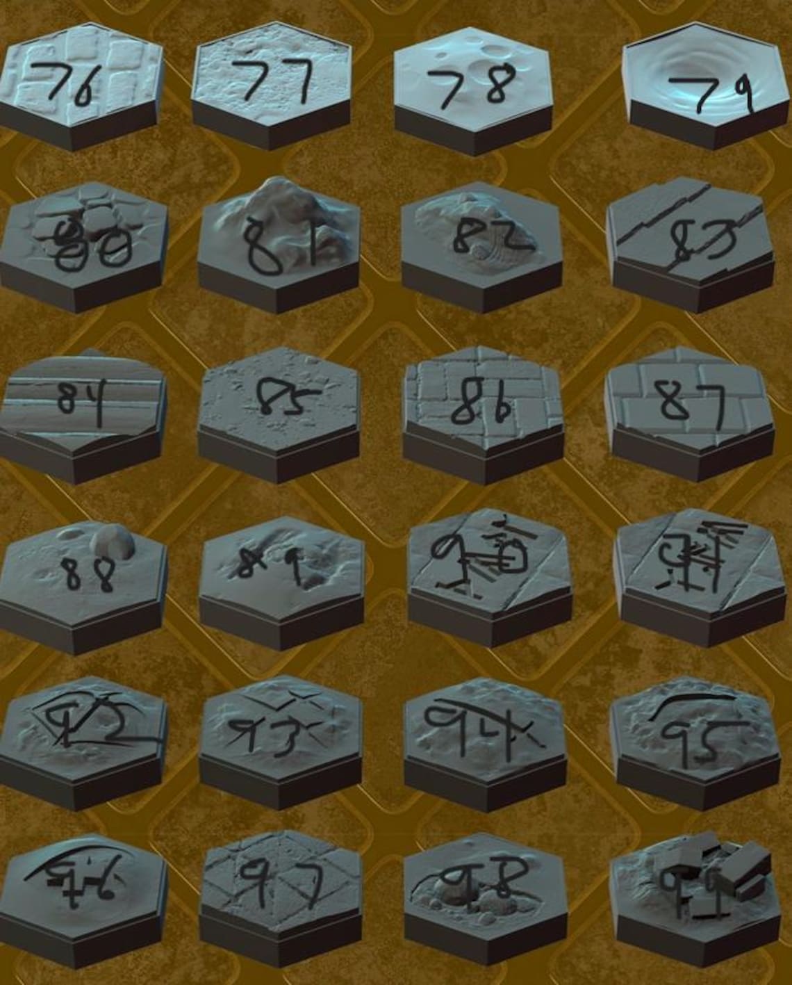 Magnetic Hex Terrain Tiles (76-99) Tabletop, Gloomhaven, Dnd, Modular ...