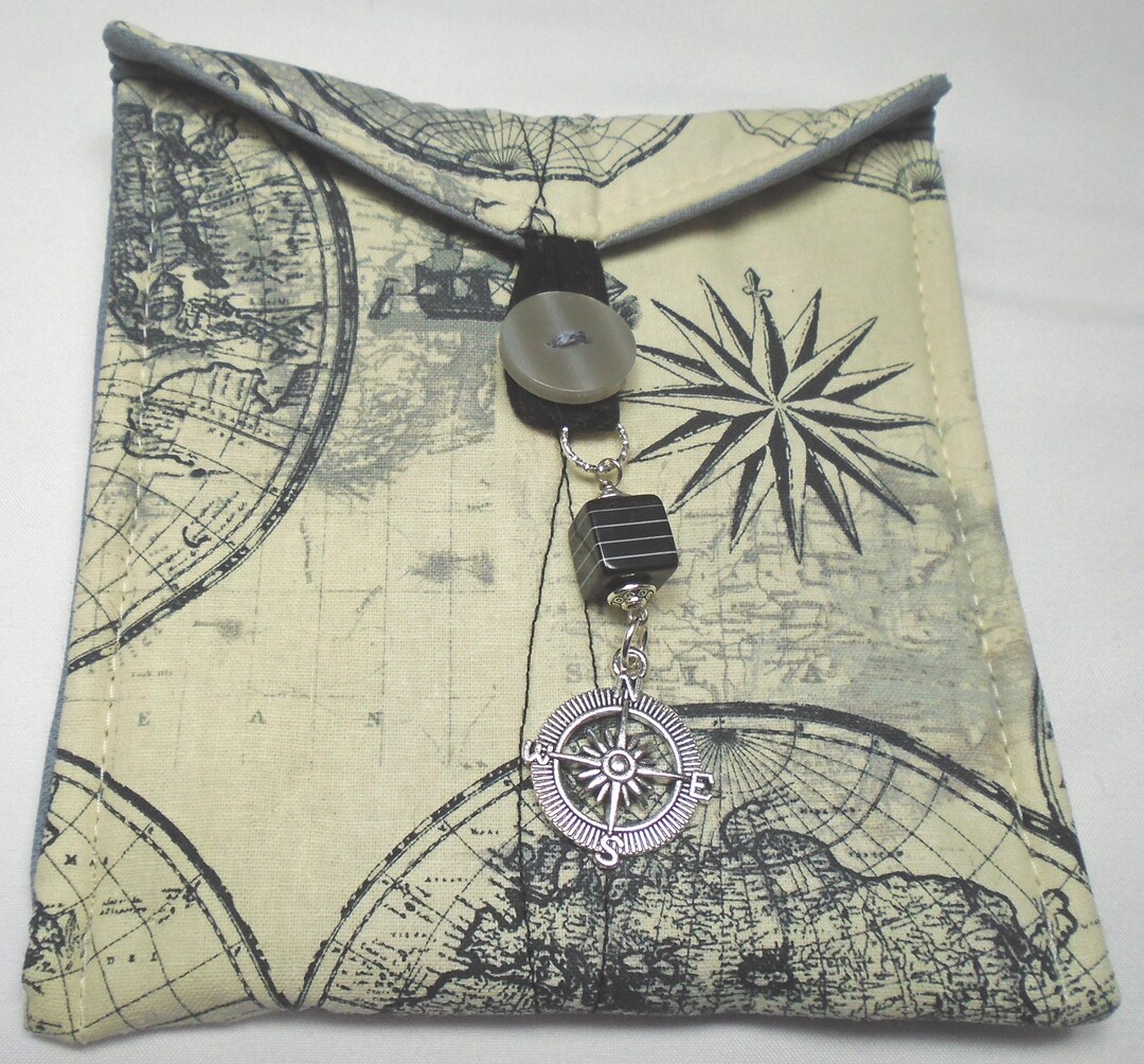 World Maps & Mariners Compass Handmade Padded Medium Tarot Card Bag ...