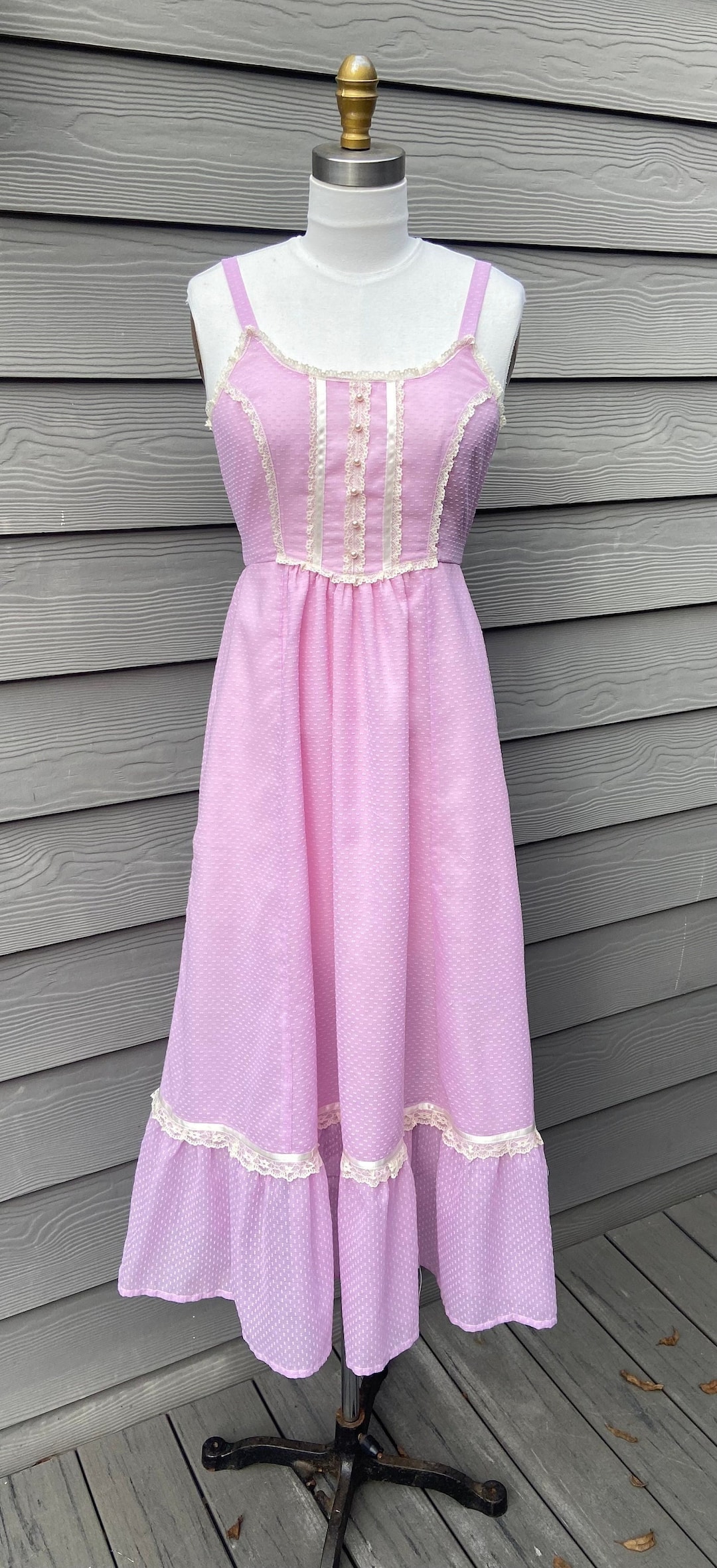 Vintage Style Gunne Sax Replica Handmade Dress in Pink Swiss Dot. Made ...