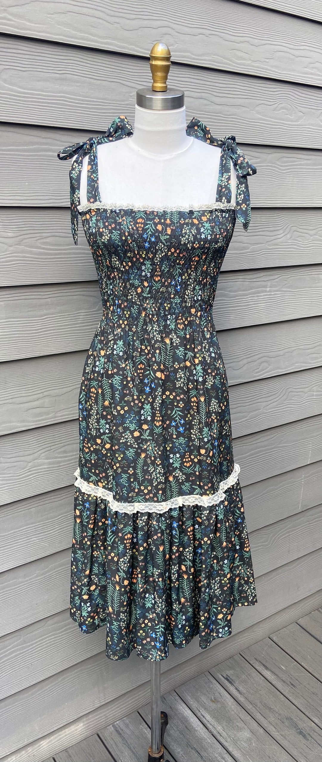 Smocked Top Cottage Core Dress Made With Rifle Paper Co Menagerie ...