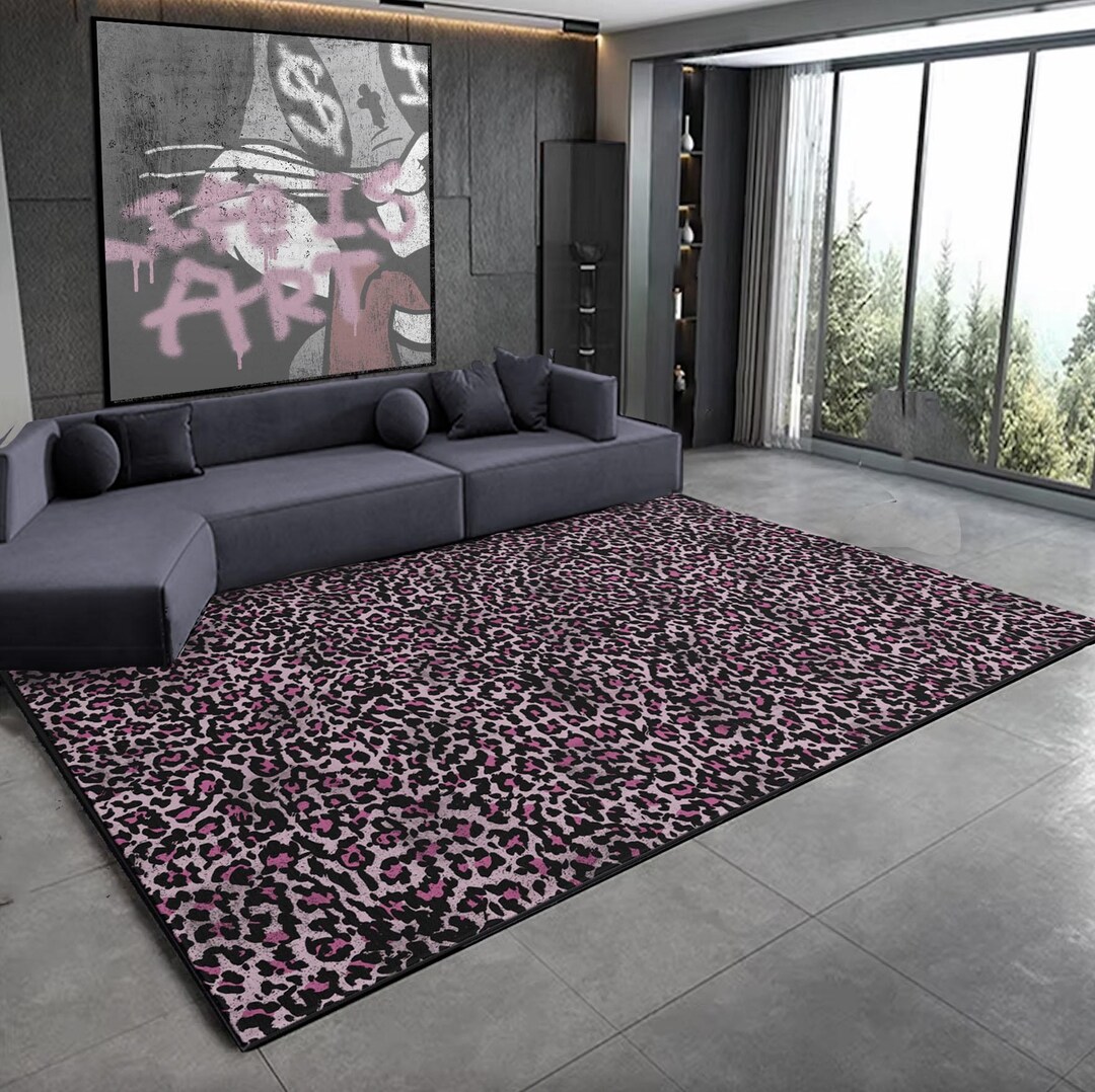 SAINT Pink Leopard Rug - Outdoor Rug, Patio Rug, Indoor Rug, Leopard ...
