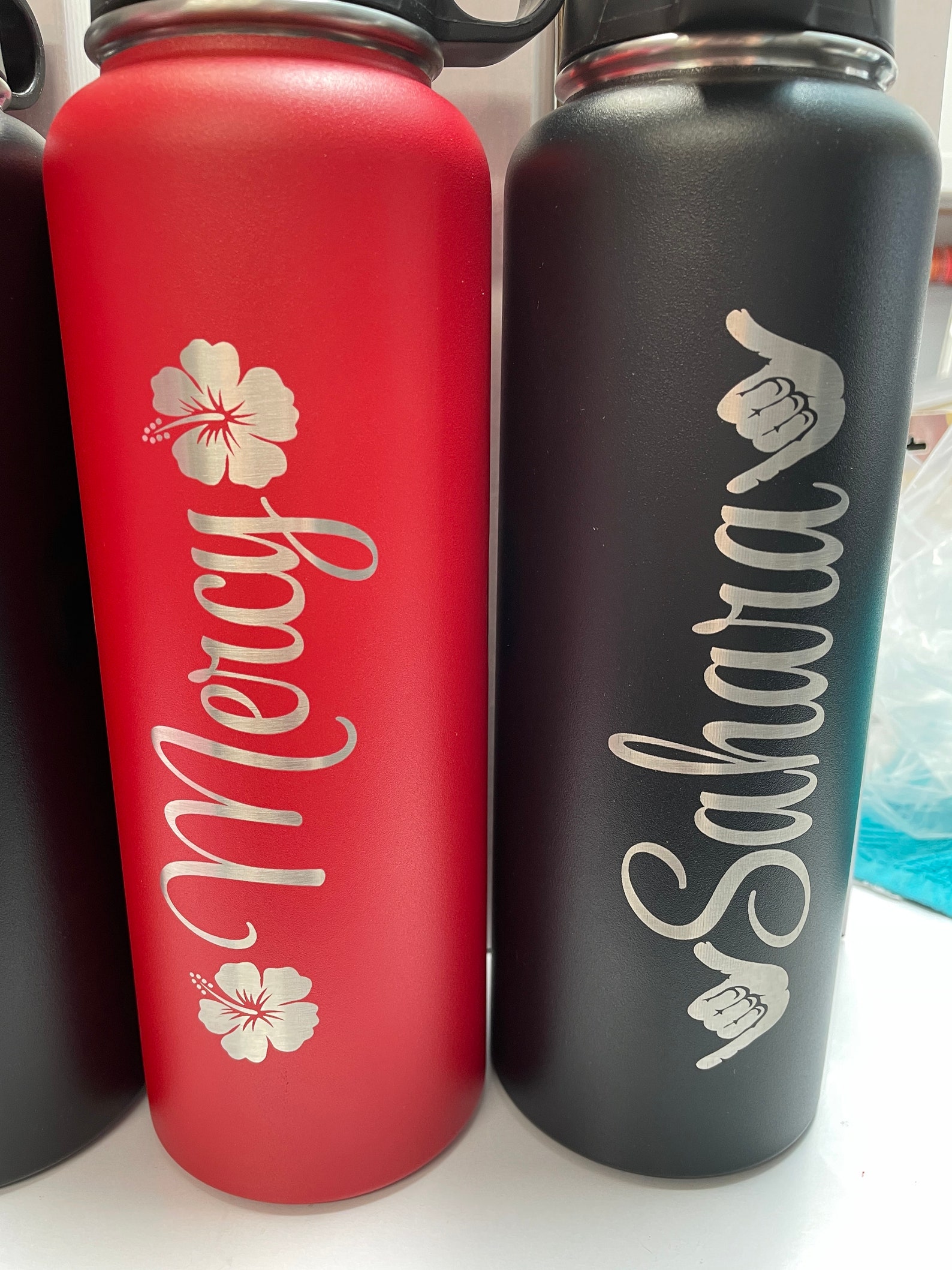Personalized 40oz Water Bottle, Laser-etched Flask, Hibiscus ,hawaiian ...
