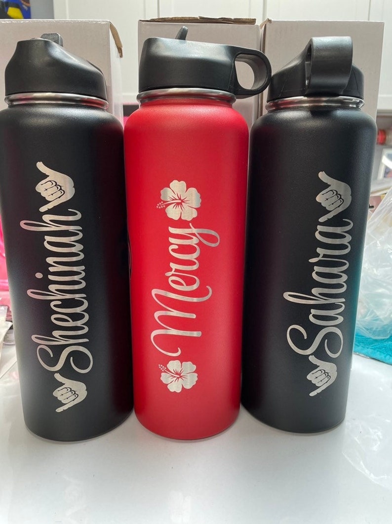 Personalized 40oz Water Bottle, Laser-etched Flask, Hibiscus ,hawaiian ...