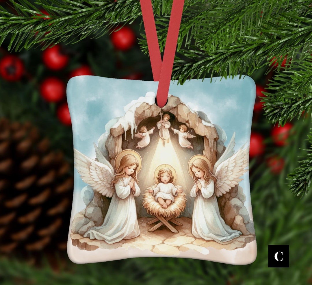 Angel Ornament, Baby Jesus, Nativity, Christmas Ornament, Personalized ...