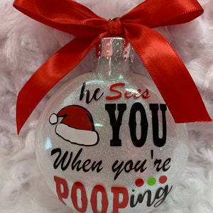 Santa Pooping , Bad Santa, Glass Ornament, Personalized Ornament ...