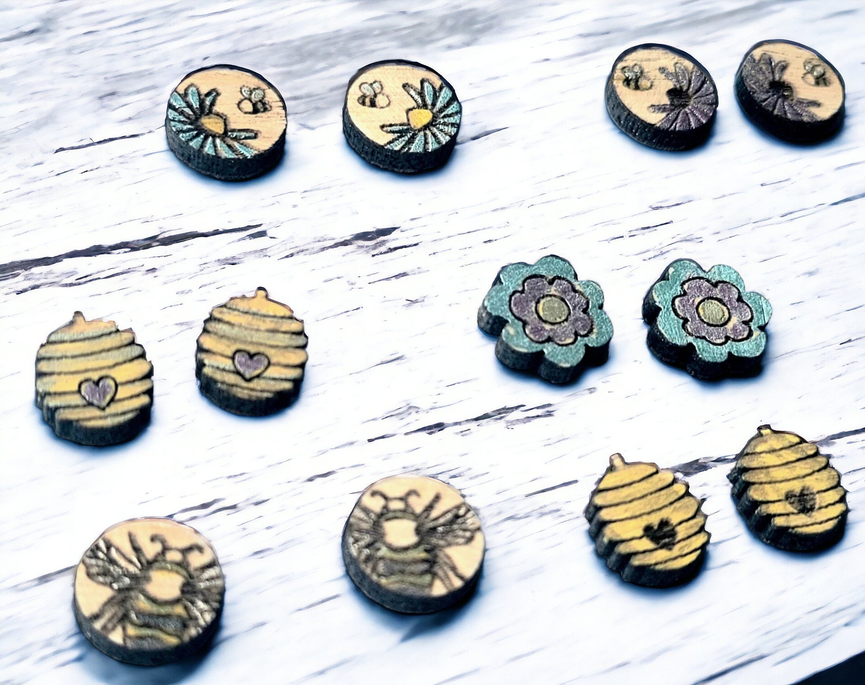 Spring Bundle of Stud Earring File for Laser Cutter in SVG and Dxf/bee Stud Earring/beehive Stud ...