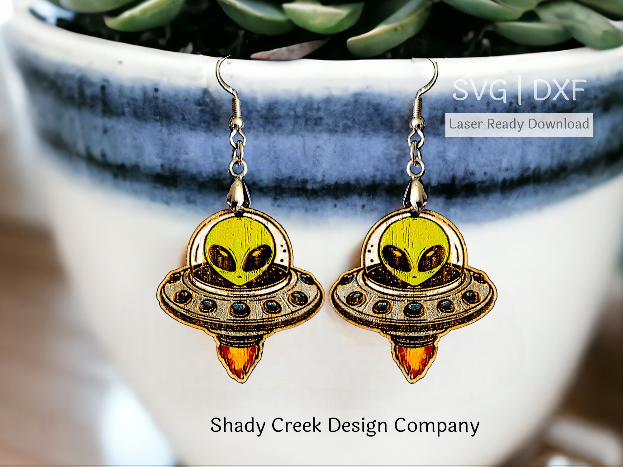 Space Ship Teardrop Dangle Earring Laser Cut File in DXF and Svg/space ...
