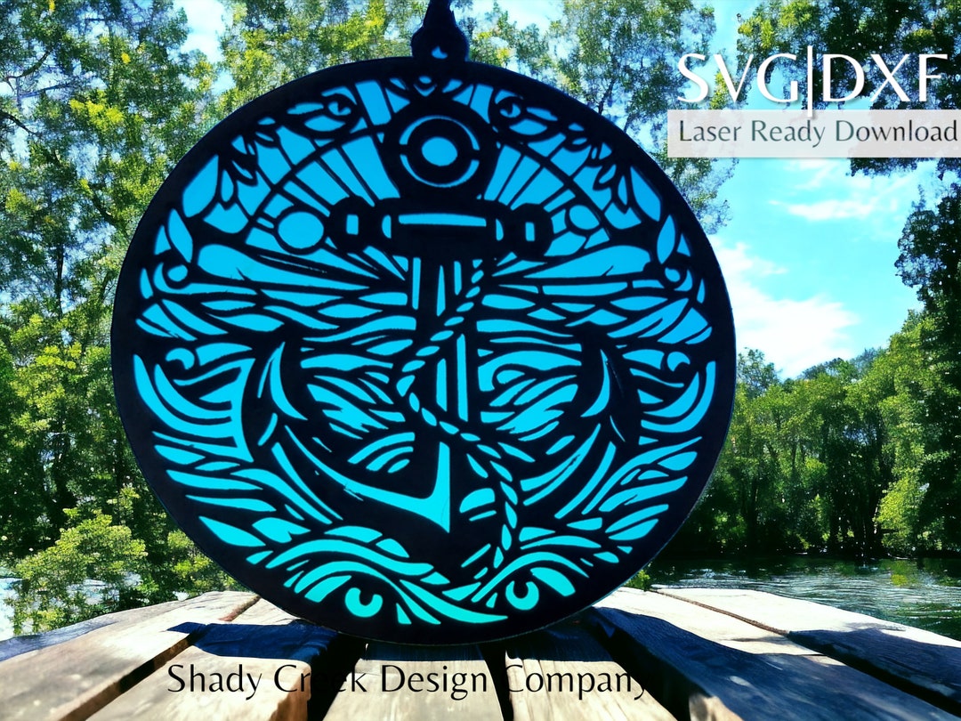 Anchor Suncatcher Laser Cut File: Nautical SVG DXF (digital Download ...