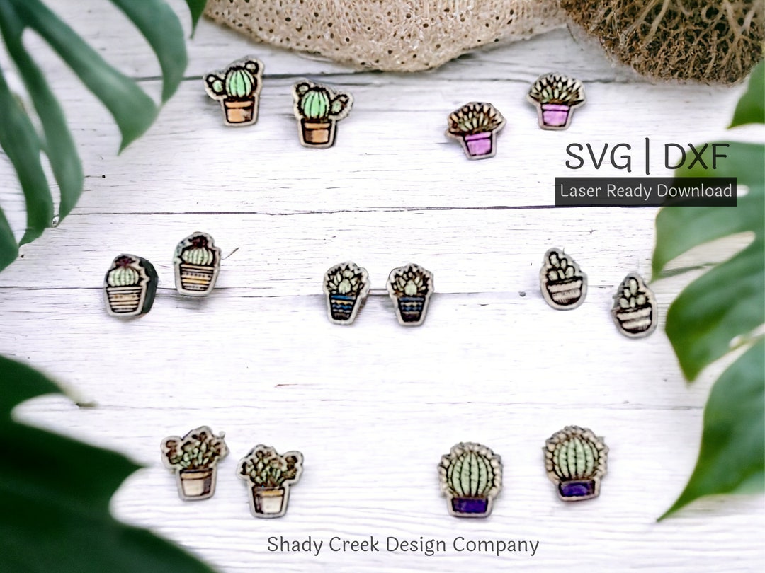 Laser Cut Cacti Stud Earring File: SVG DXF (digital Download) - Etsy
